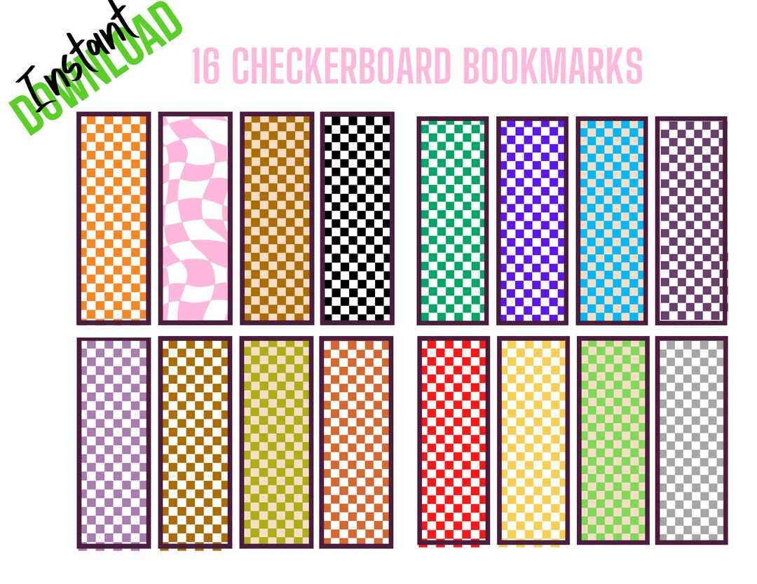Fun Checkerboard Bookmarks, 16 Fun Checkerboard Bookmark Set, Fun ...