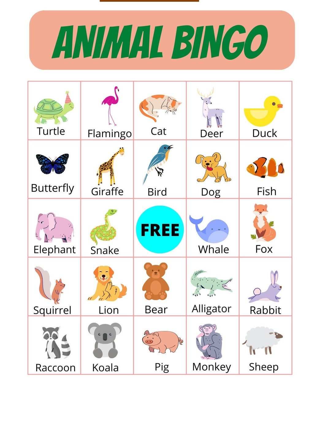 14a-animal Bingo Bundle, Bingo Calling Cards, Bingo Games to Play 7 - Etsy