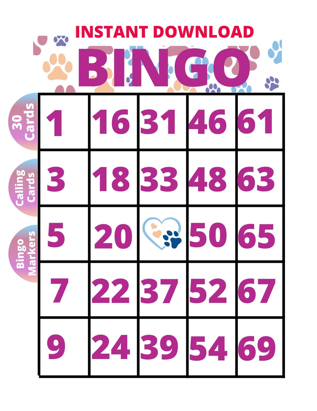 Number BINGO Game for Children and Adults, Instantly Play BINGO ...