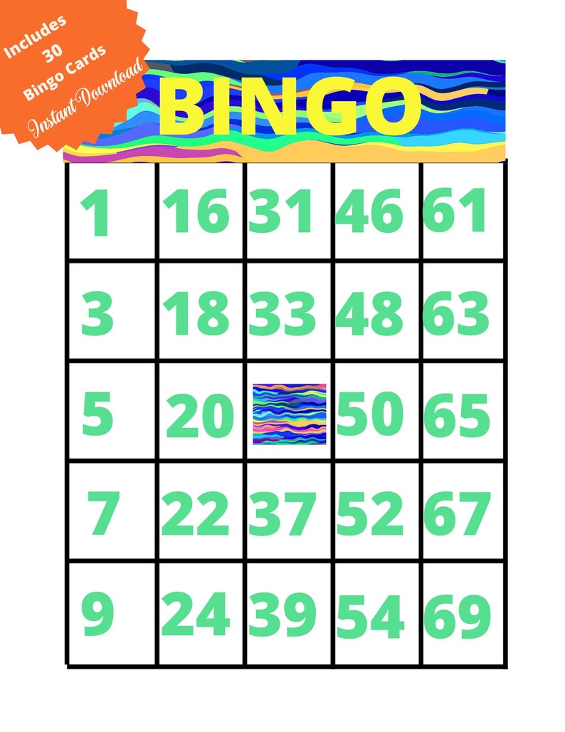 Colorful BINGO Game, Play BINGO Instantly, Print and Play BINGO ...