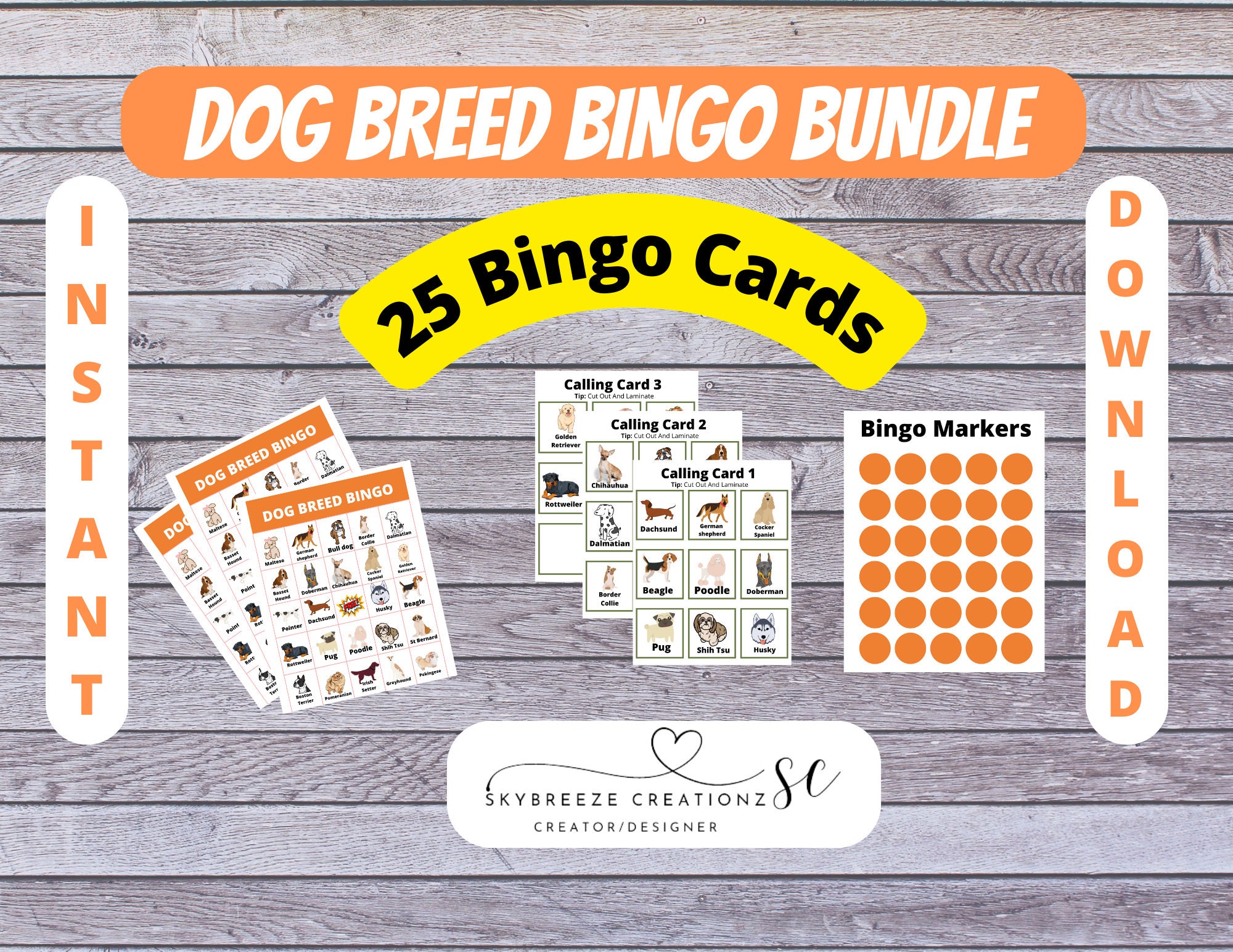 17e-dog Breed Bingo , Animal Bingo for Kids, Animal Bingo Game for ...