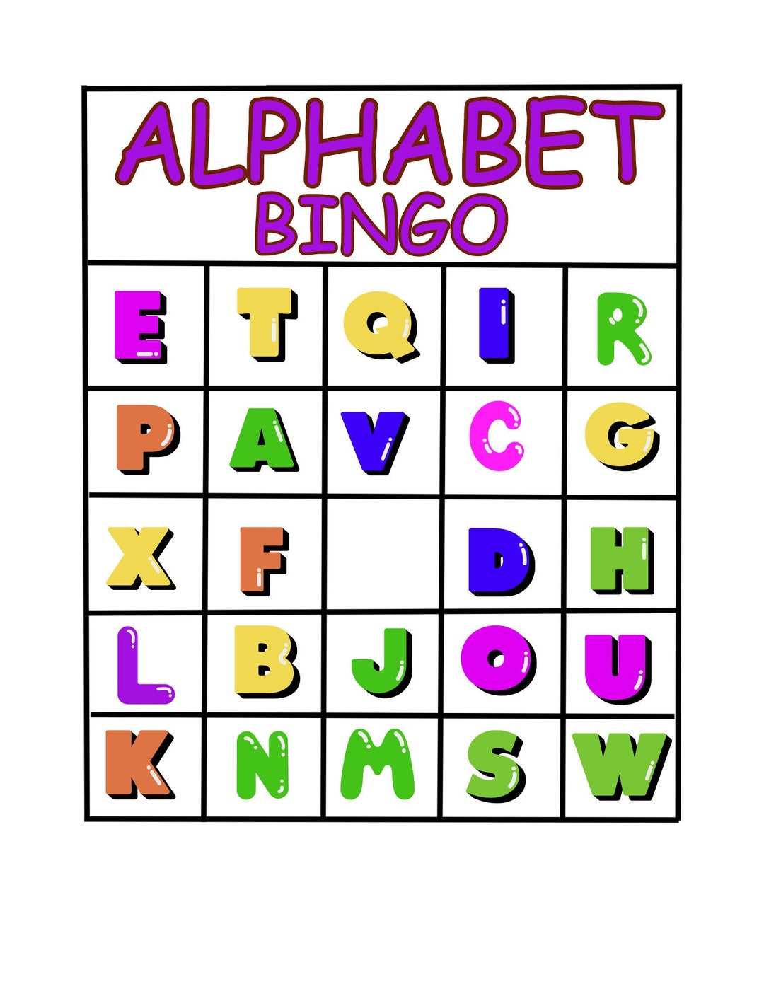 Alphabet Bingo, Alphabet Bingo for Kids, Alphabet Bingo Printable ...