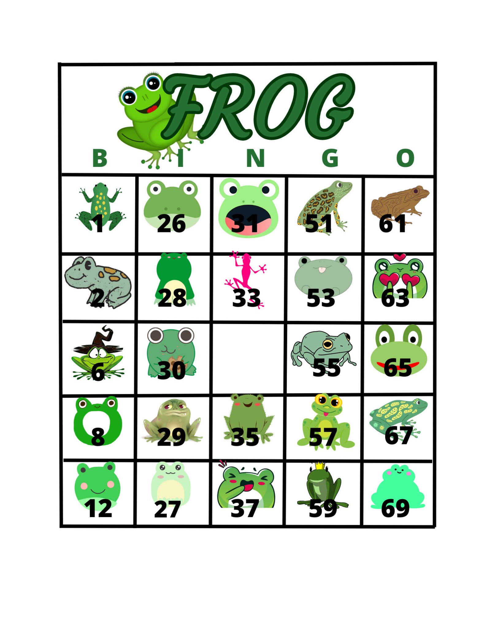Frog Bingo Game, Fun Game for Kids, Perfect for Classroom and Family ...