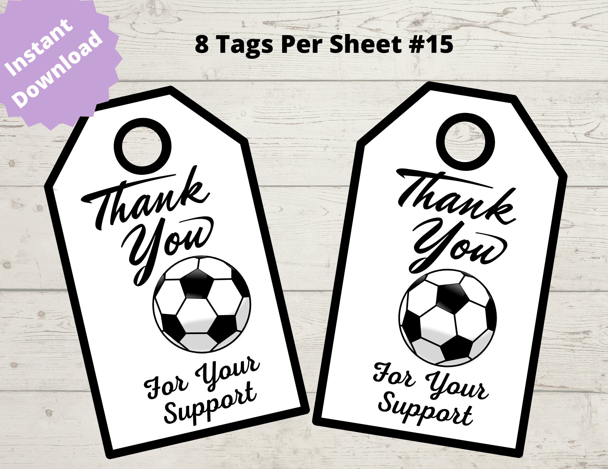 Thank You Printable Tag, Print Your Own Soccer Gift Tags, Thank You so ...
