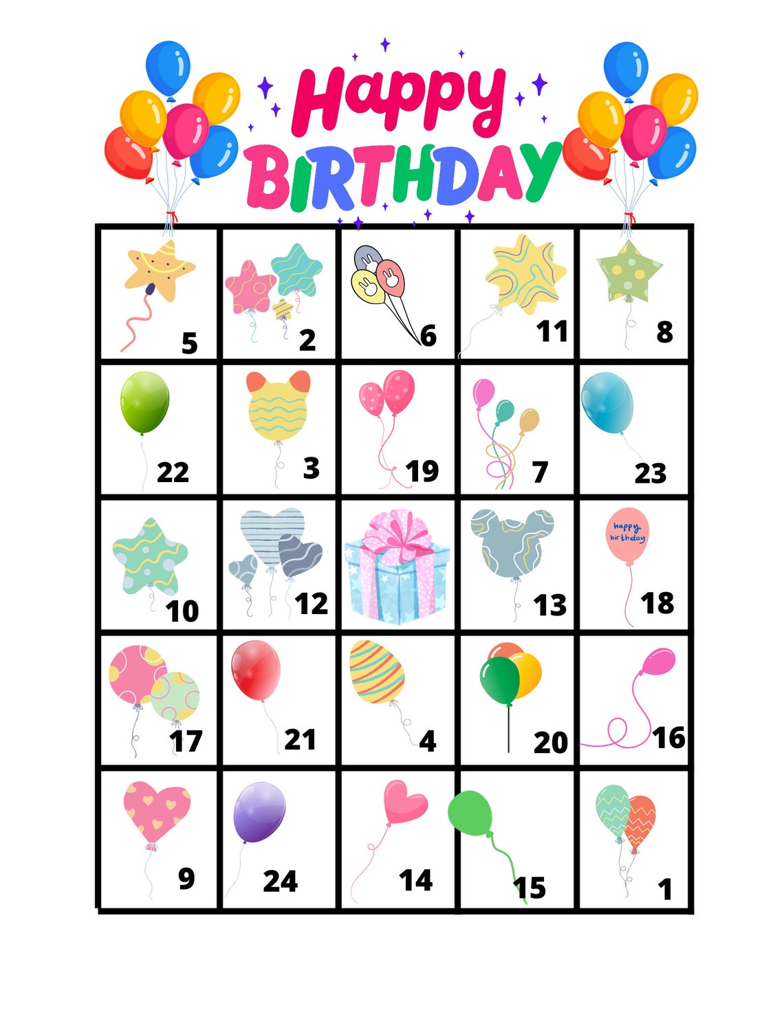 Birthday Printable Bingo Game 3, Birthday Activity, Birthday Party ...