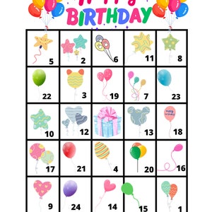 Birthday Printable Bingo Game 3, Birthday Activity, Birthday Party ...