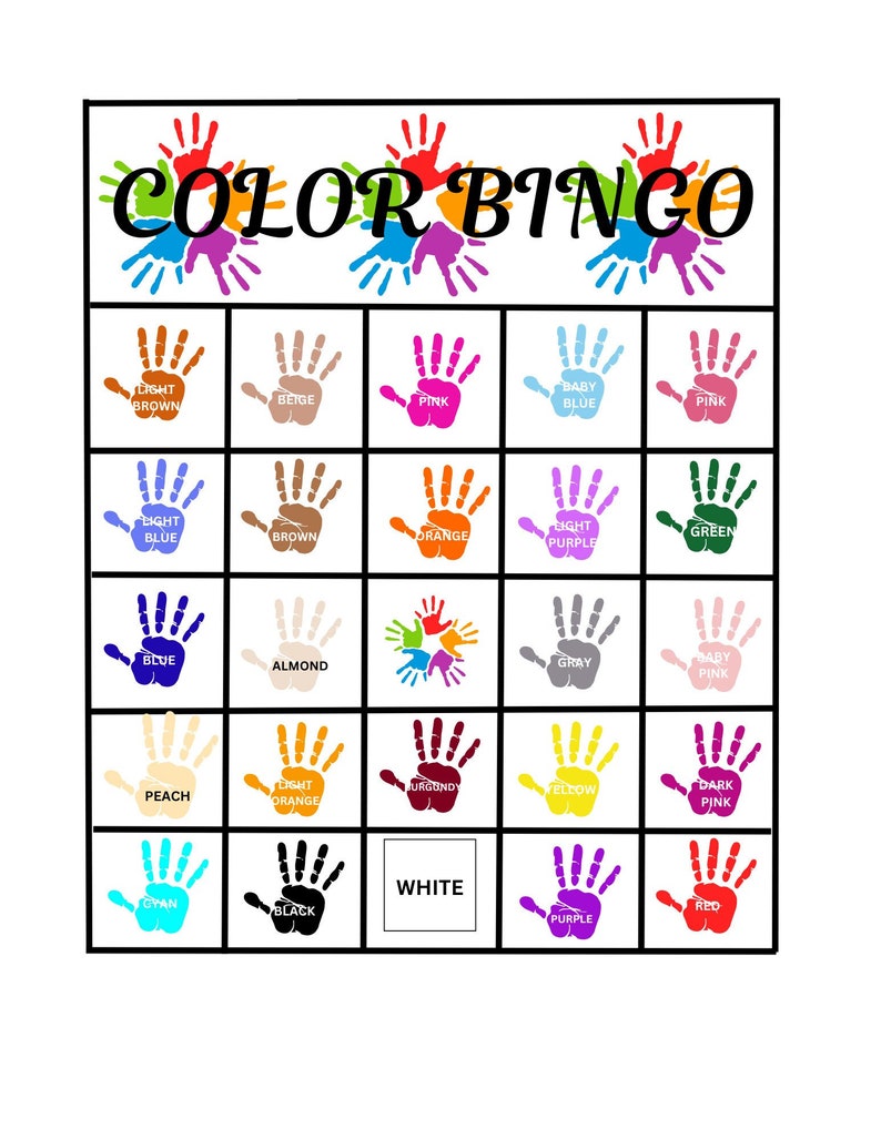 Color Bingo Game for Classroom, Printable Large Bingo Cards With Colors ...