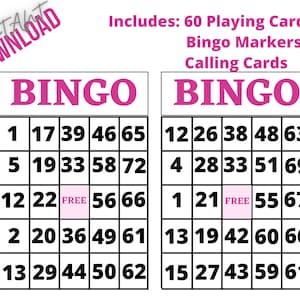 Instantly Play Bingo/print and Play Bingo/large Bingo Cards - Etsy