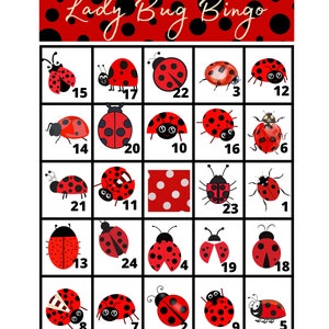 Lady Bug Bingo Calling Cards, Printable Kids Bingo, Instant Animal ...