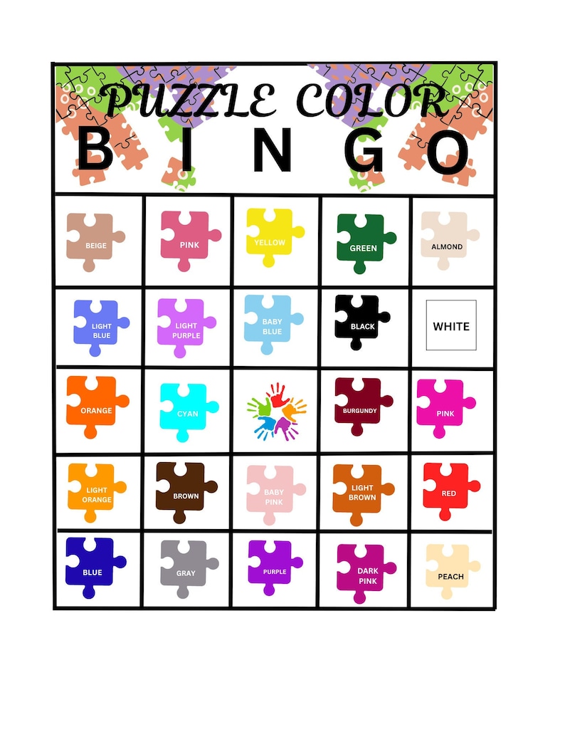 Puzzle Color Bingo Game 4 , Color Bingo Game for Classroom, Puzzle ...