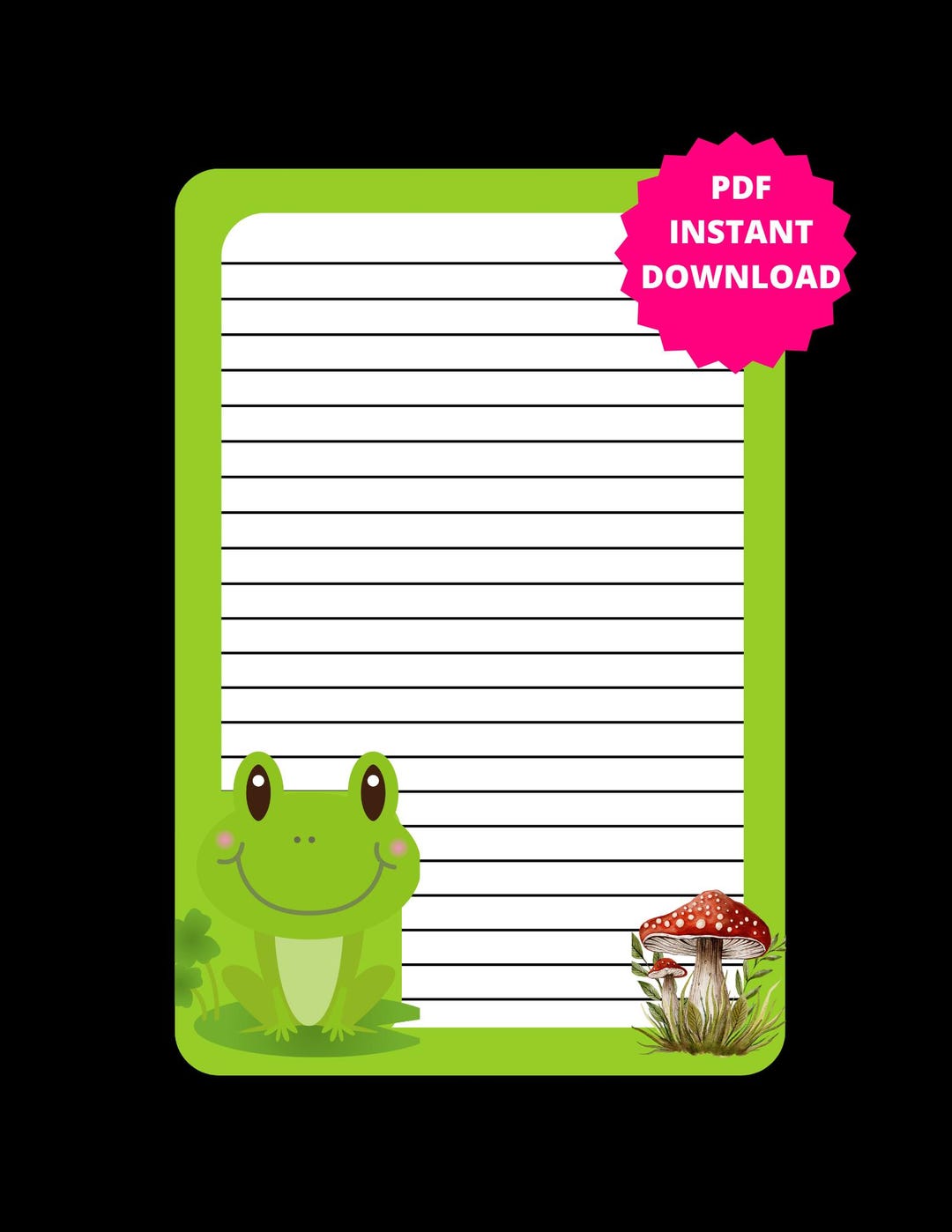 Frog Stationery, Frog Border Stationery, Stationery for Frog Lovers ...