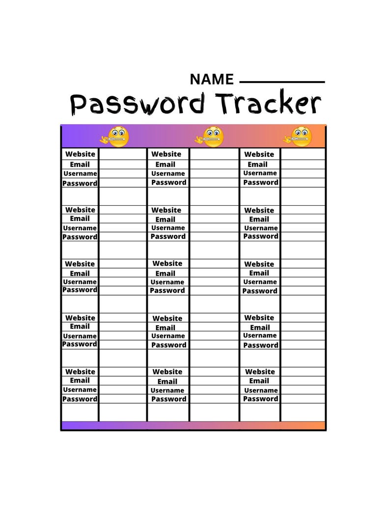 Password Tracker Printable, Printable Password Tracker, Password Log ...