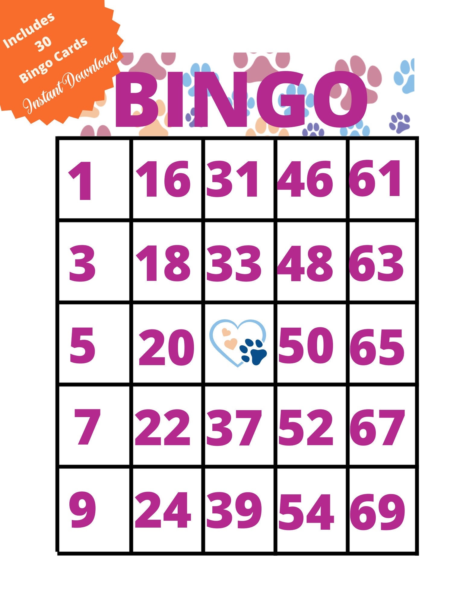 Number BINGO Game for Children and Adults, Instantly Play BINGO ...