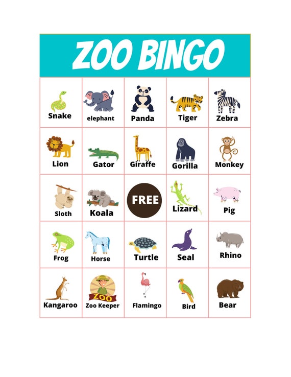 Bingo De Animales Del Zoológico Para Imprimir