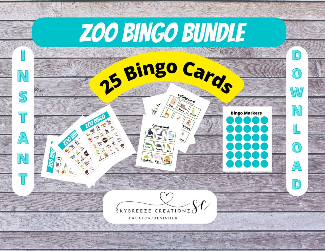 Zoo Bingo Game, Animal Bingo Game, Zoo Animal Bingo, Print and Play ...
