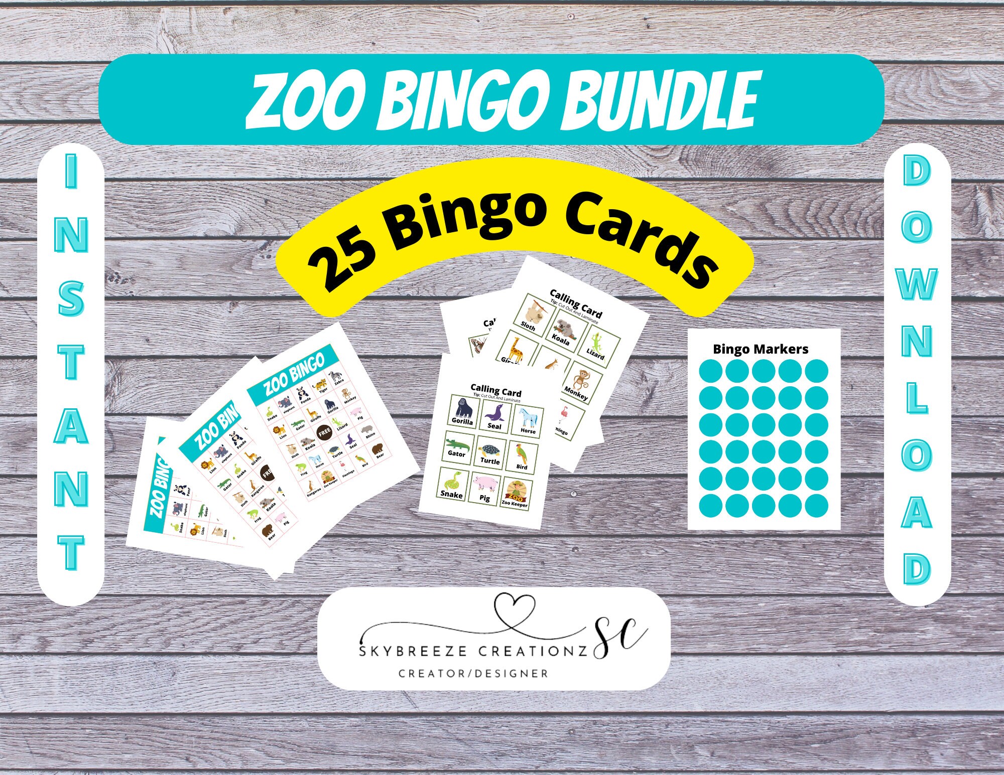Zoo Bingo Game, Animal Bingo Game, Zoo Animal Bingo, Print and Play ...