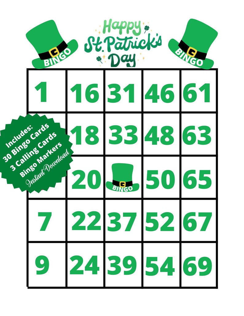 Bingo Cards St Patricks Day St Patricks Day BINGO Game for - Etsy