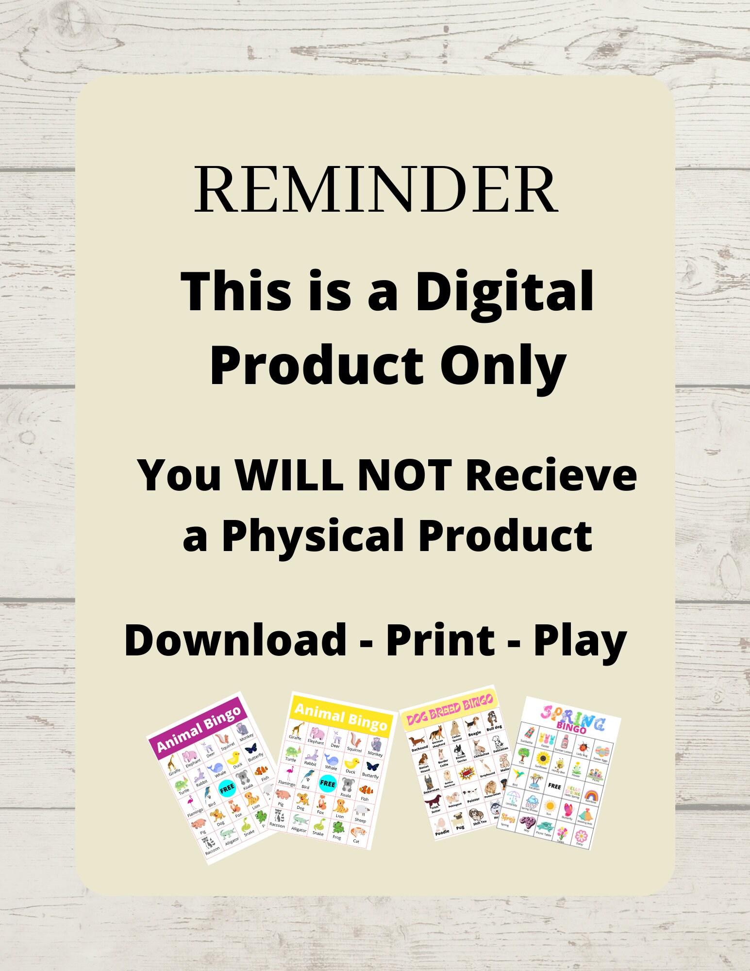 BINGO Game Bundle, Play BINGO Instantly, Large BINGO Cards, Print and ...