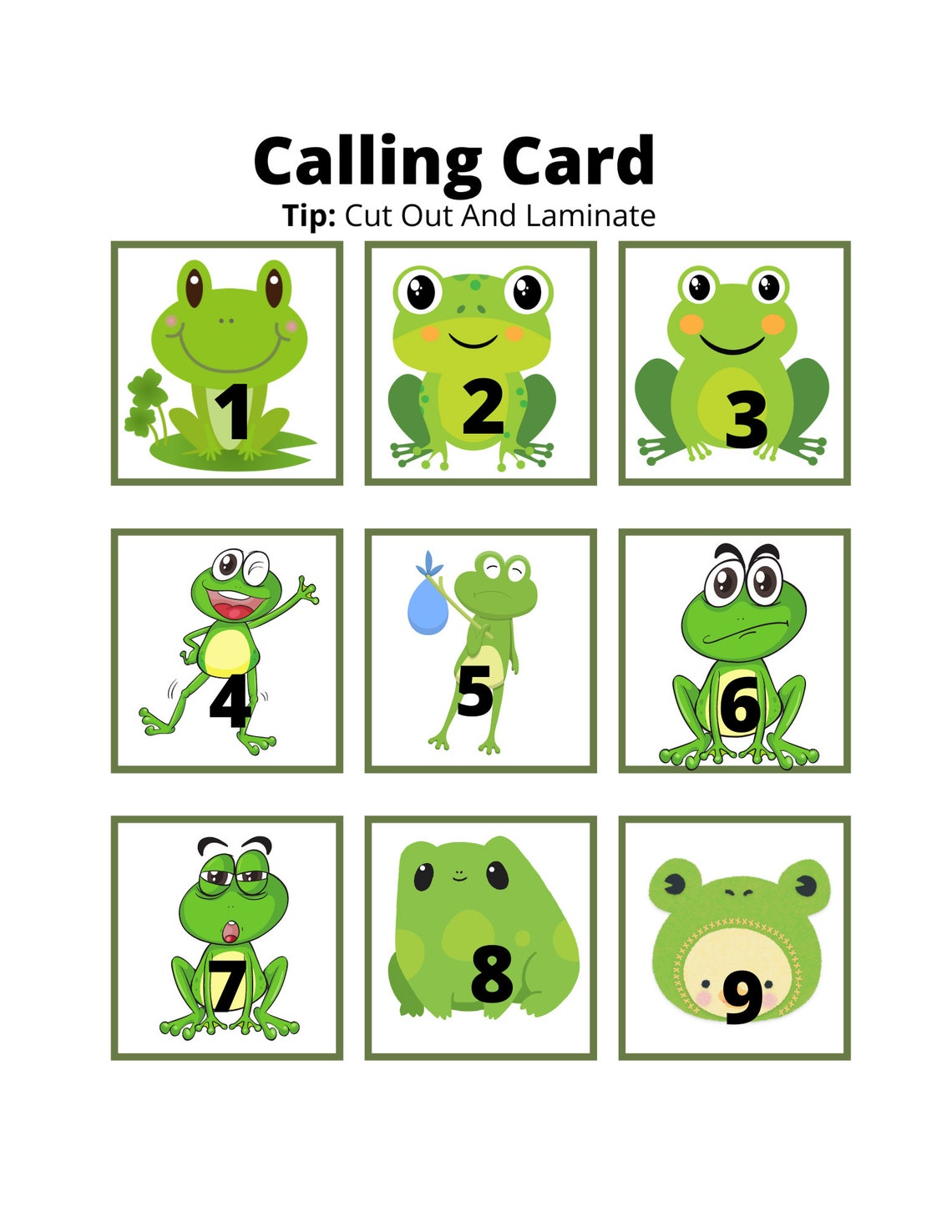 Frogs Printable Large Bingo Cards, Bingo Game Bundle to Play/instantly ...