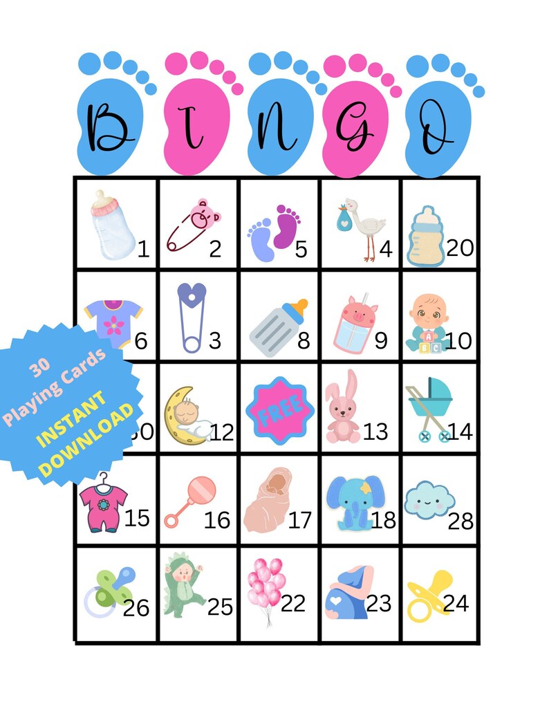 Baby Shower Bingo Printable, Fun Baby Shower Games, Co Ed Baby Shower ...