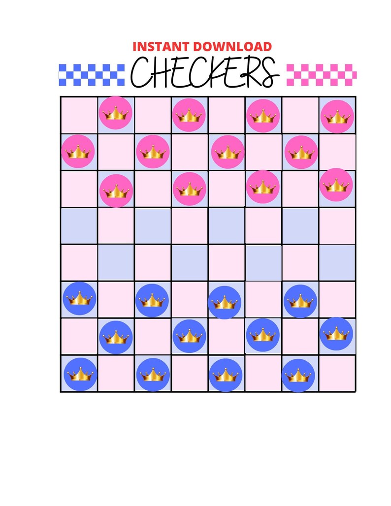 Checkers Instant Download Game, Checkers Printable Game, Mini Checker ...