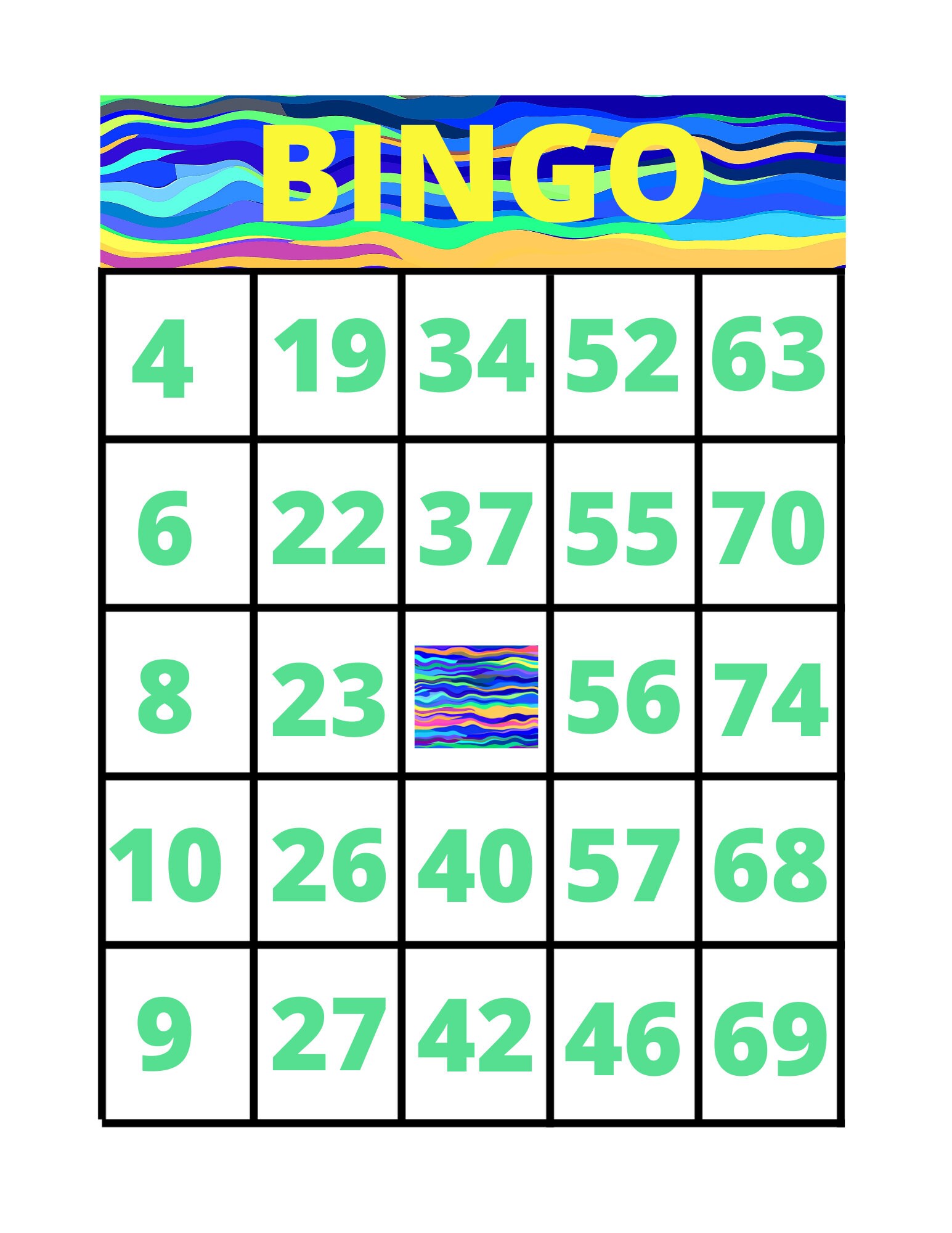 Colorful BINGO Game, Play BINGO Instantly, Print and Play BINGO ...