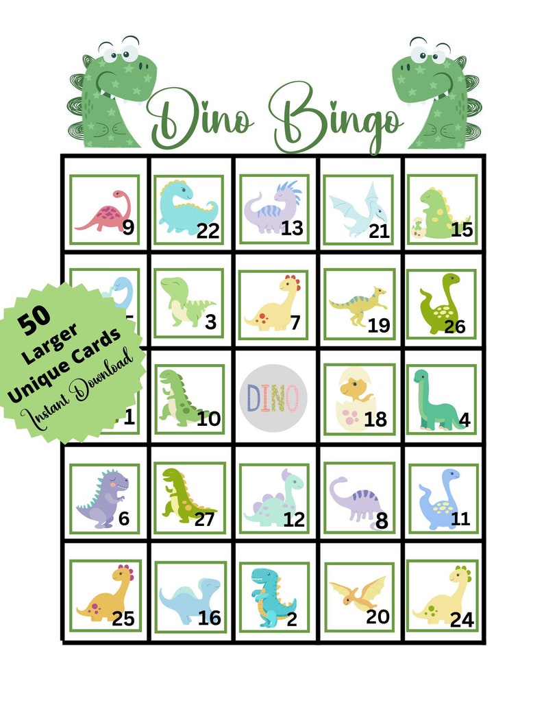 Dino Bingo Game, Animal Bingo Game/dino Animal Bingo Game/bingo With ...