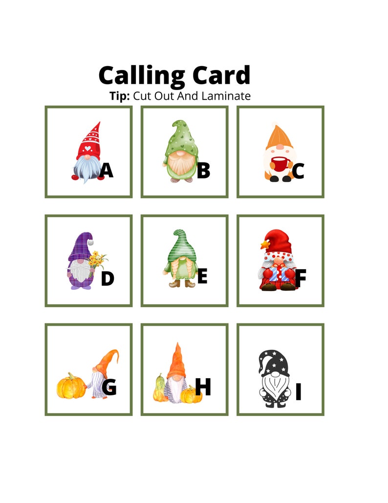 Gnome Bingo Game, Bingo Game Kit, Bingo Night Fun, Kids Bingo, Adult ...