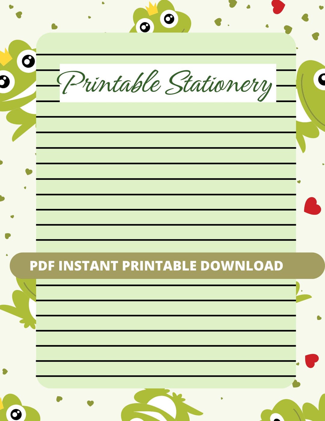 Frog Stationery, Frog Border Stationery, Stationery for Frog Lovers ...