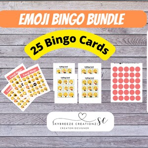 Emoji Face Bingo, Printable Bingo Game With Large Cards,print and Play ...