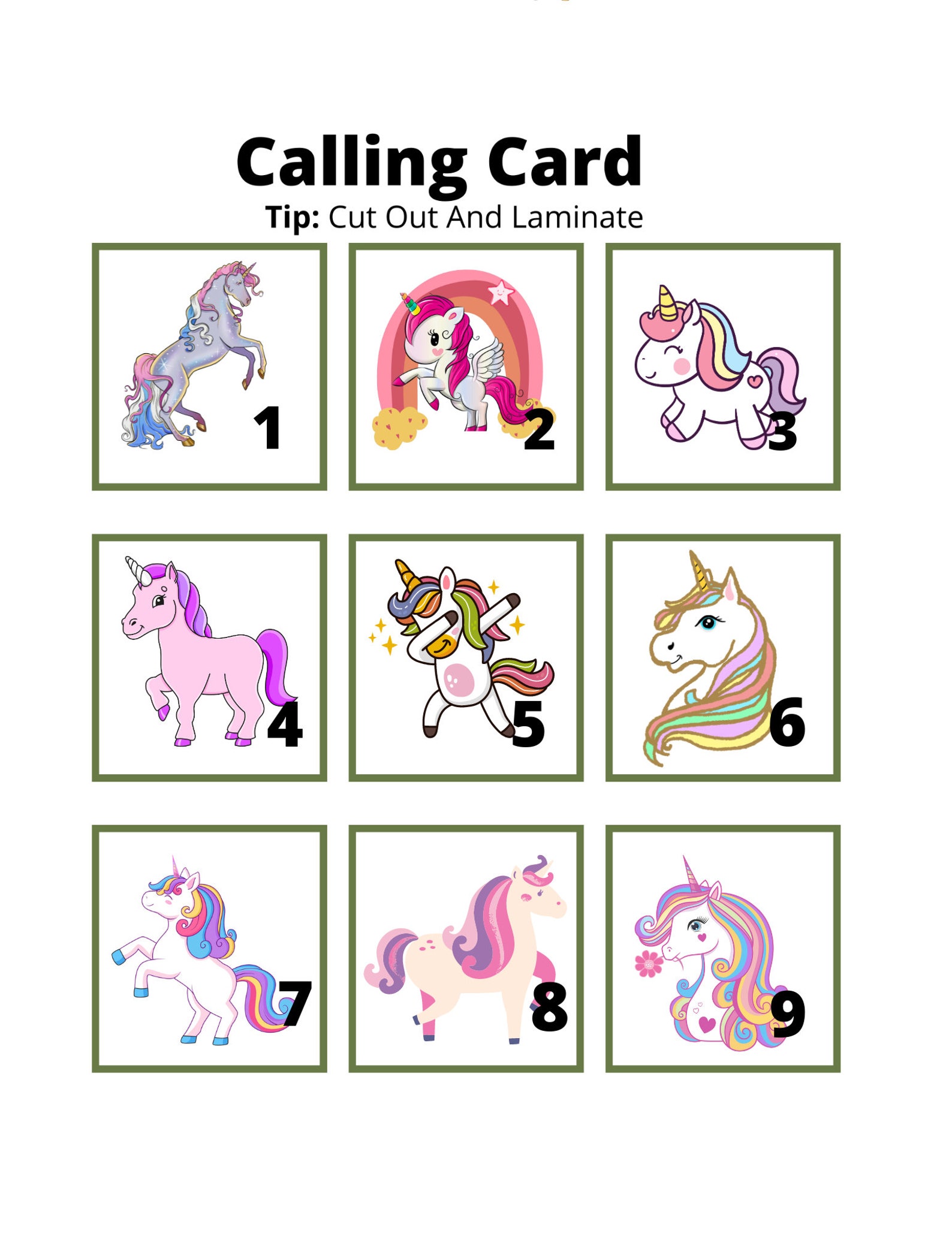 Unicorn Activity Bingo for Children and Adults, Instant Download ...