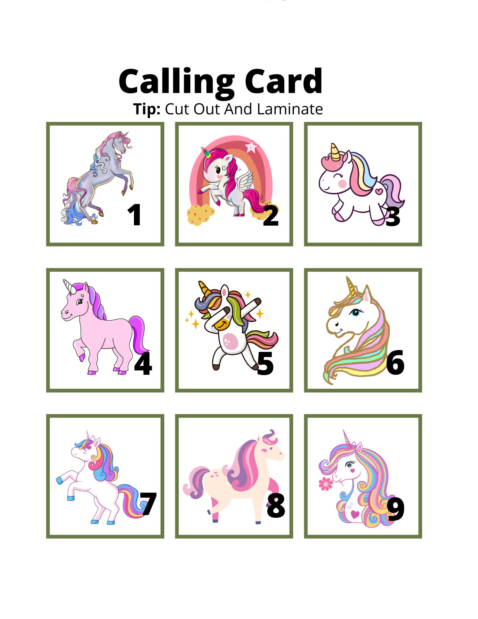 Unicorn Bingo, Unicorn Activity Bingo for Children and Adults, Instant ...