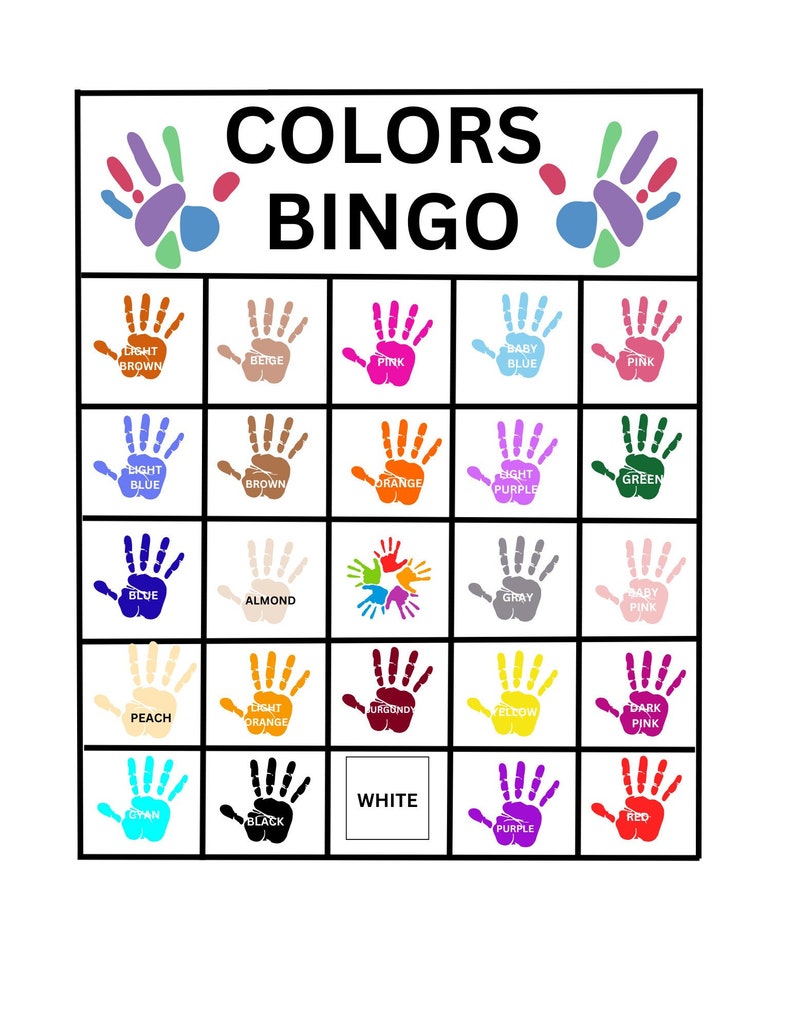 Color Bingo Game for Child, Color Bingo Game for Classroom, Printable ...