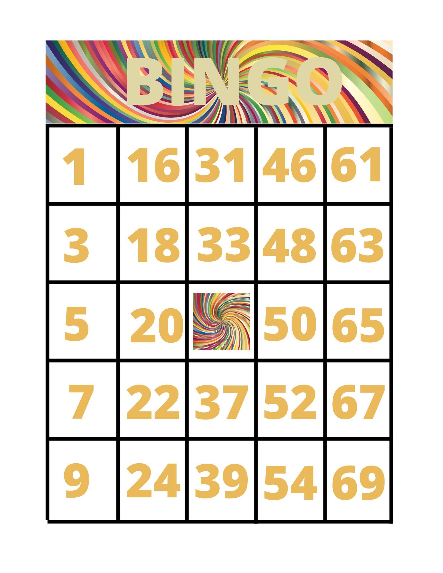 Colorful BINGO Cards, Play BINGO Instantly, Print and Play BINGO, Kids ...