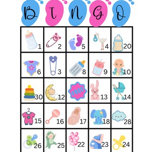 Baby Shower Bingo Printable, Fun Baby Shower Games, Co Ed Baby Shower ...