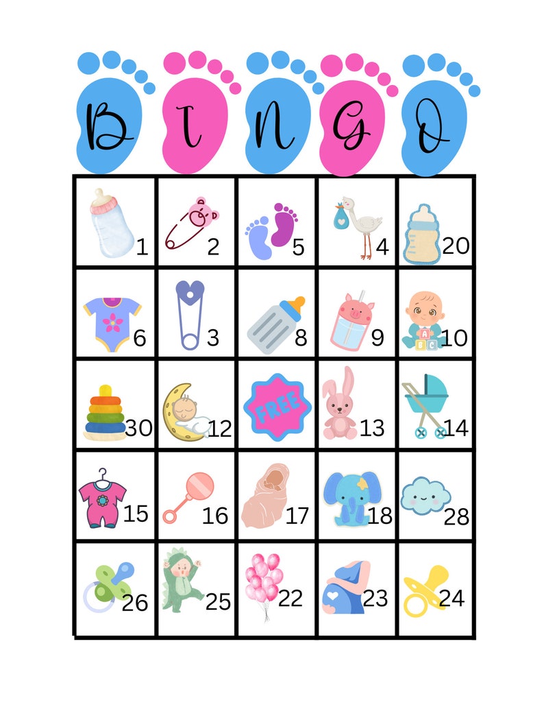 Baby Shower Bingo Printable, Fun Baby Shower Games, Co Ed Baby Shower ...