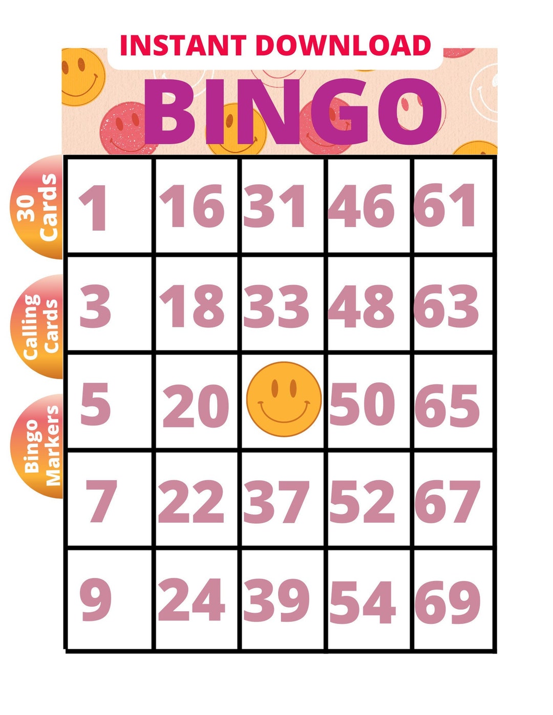 BINGO Game Bundle, Play BINGO Instantly, Large BINGO Cards, Print and ...