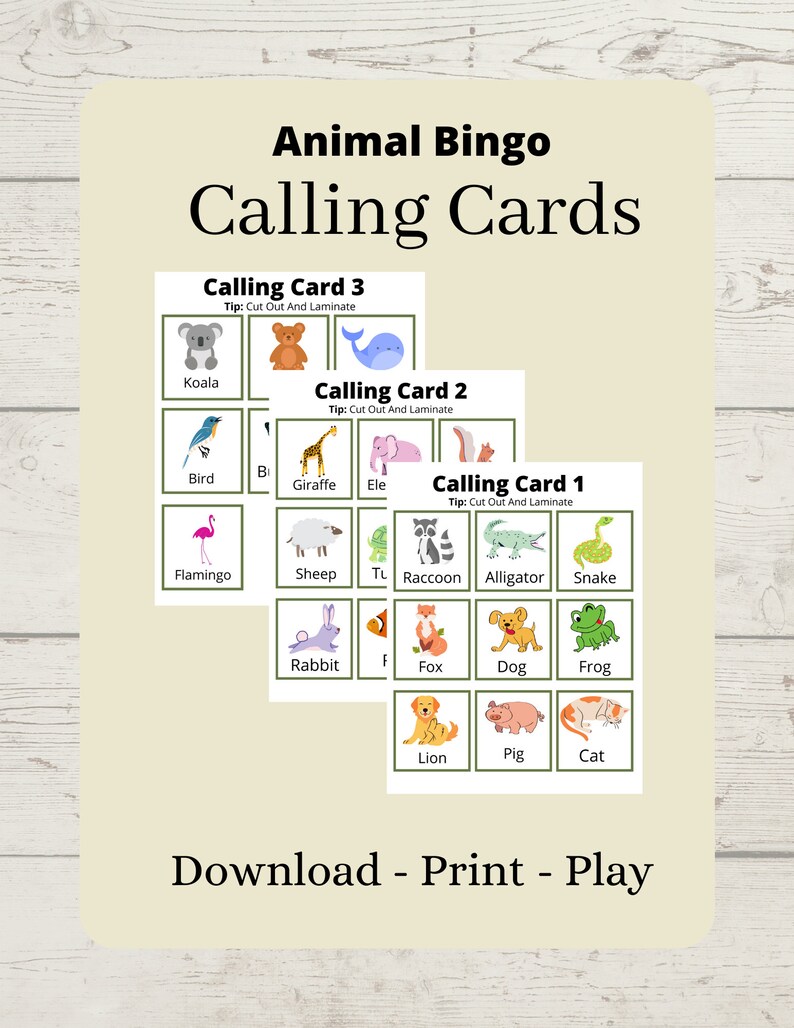 Printable Large Bingo Cards With Animals/bingo Game Bundle to Play ...