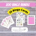 Zoo Bingo Game, Printable Bingo Game With Large Card, Instant Bingo ...