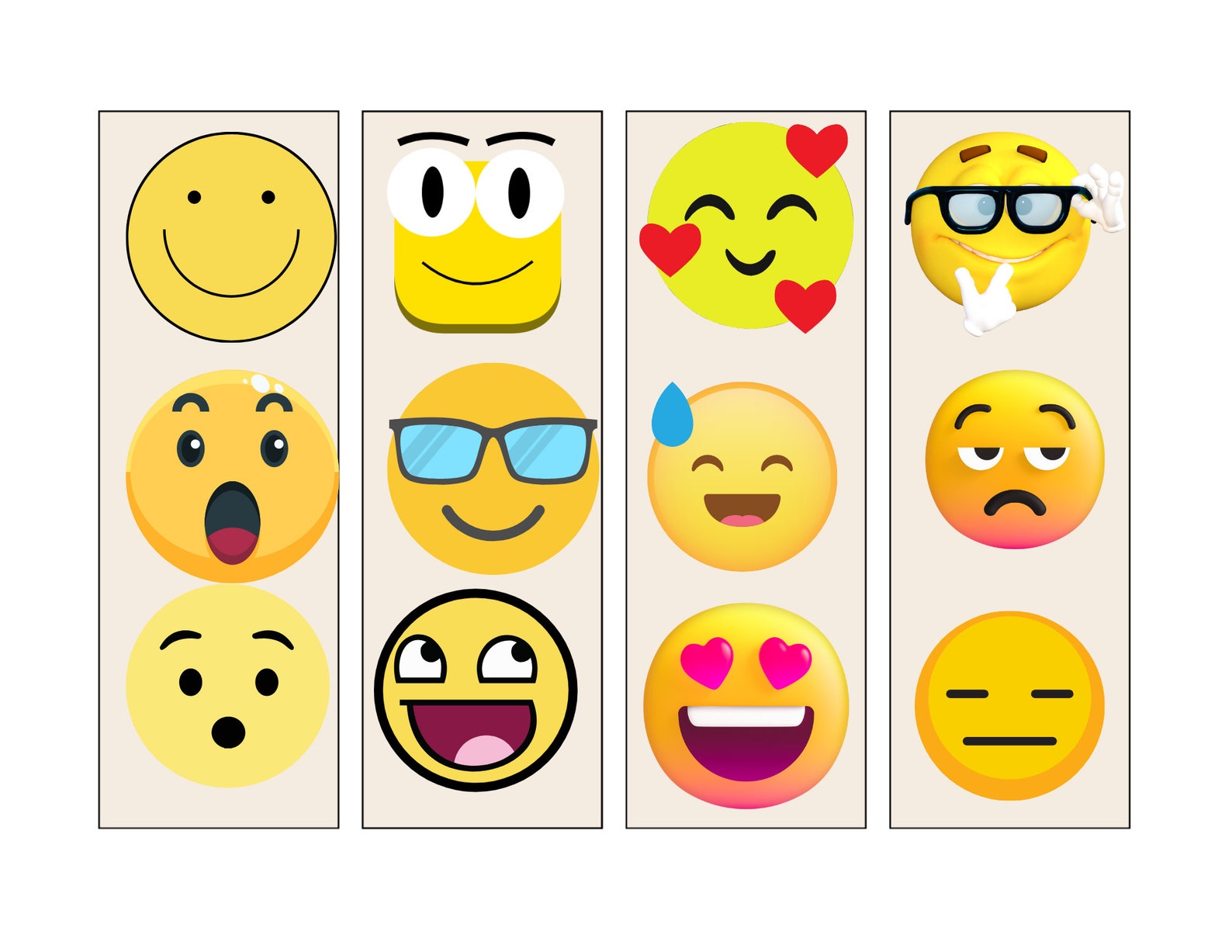 Emojis Printable Bookmark Bundle 16ct Adult & Kids Bookish - Etsy