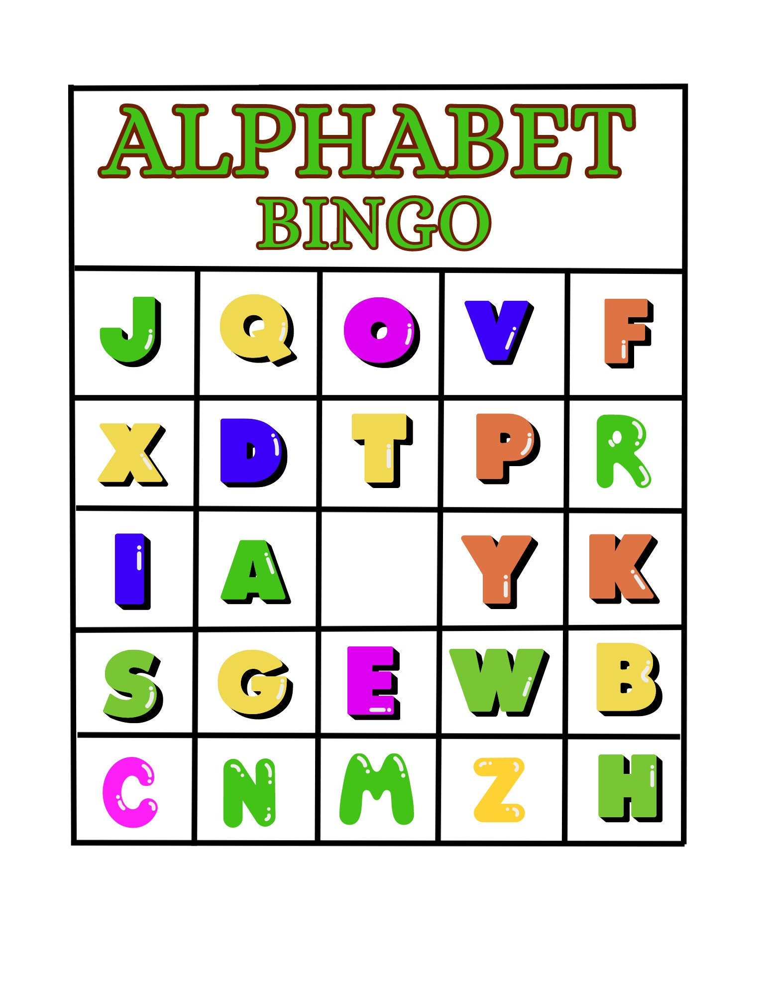 Alphabet Bingo, Alphabet Bingo for Kids, Alphabet Bingo Printable ...