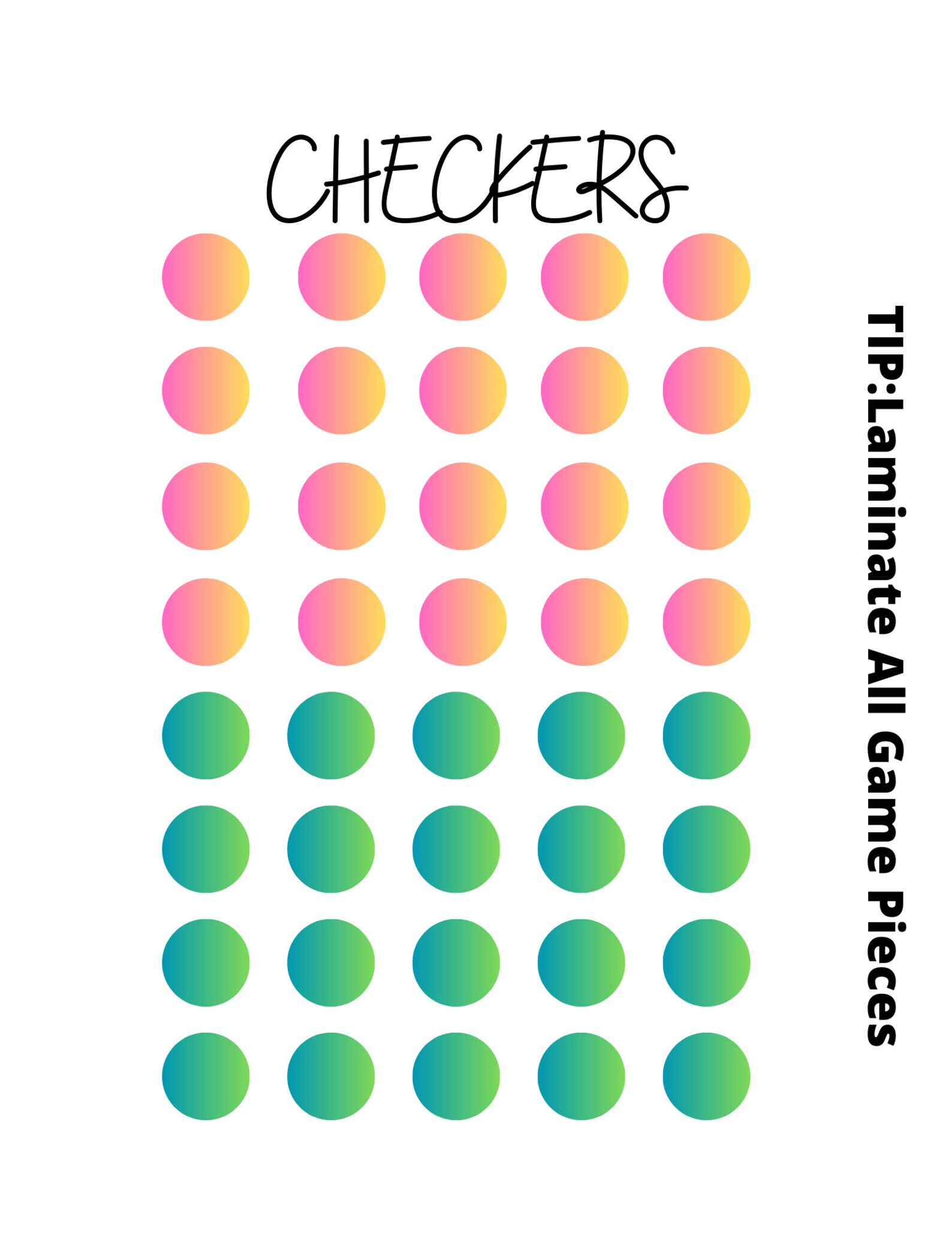 Checkers Instant Download Game, Checkers Printable Game, Mini Checker ...