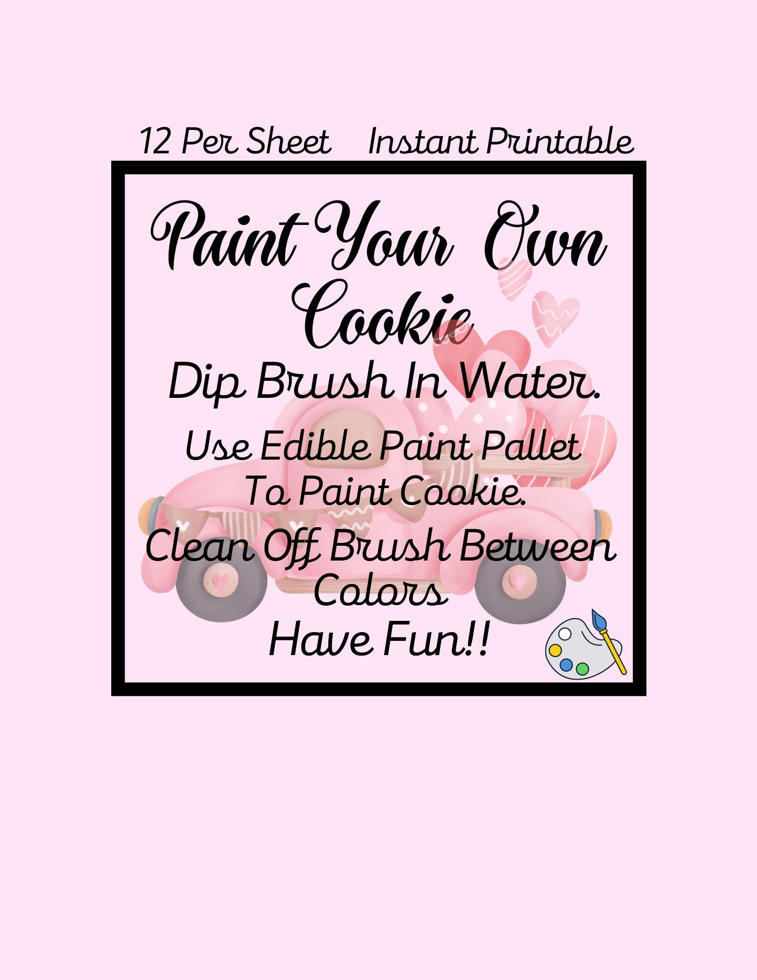 VALENTINE PAINT Your Own COOKIE 2.5 X 2.5 Instant - Etsy