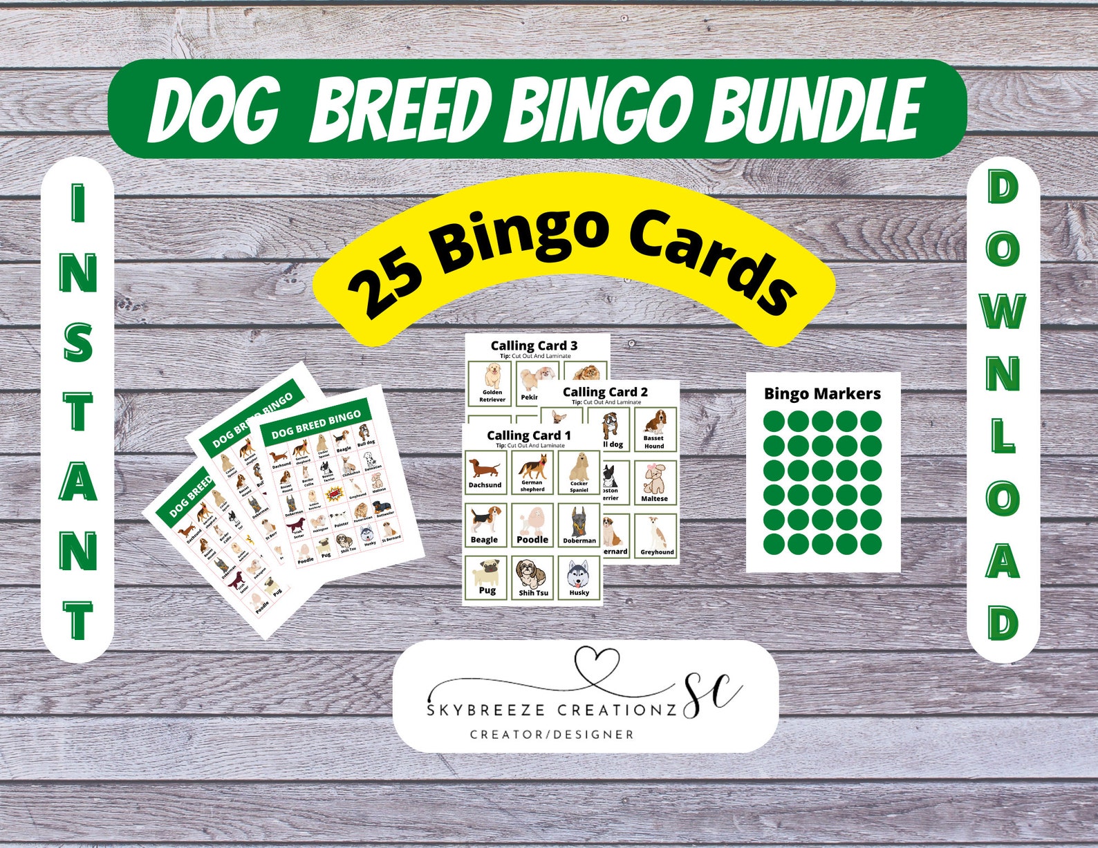 17c-dog Breed Bingo 10, Animal Bingo for Kids, Animal Bingo Game for ...