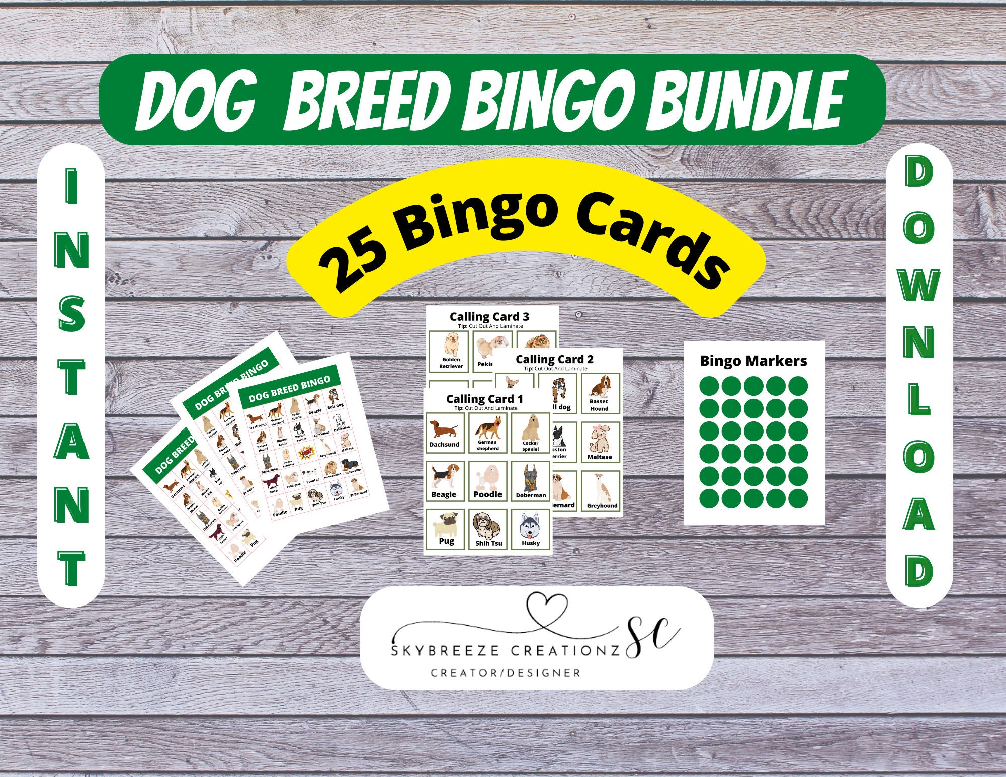 17c-dog Breed Bingo 10, Animal Bingo for Kids, Animal Bingo Game for ...