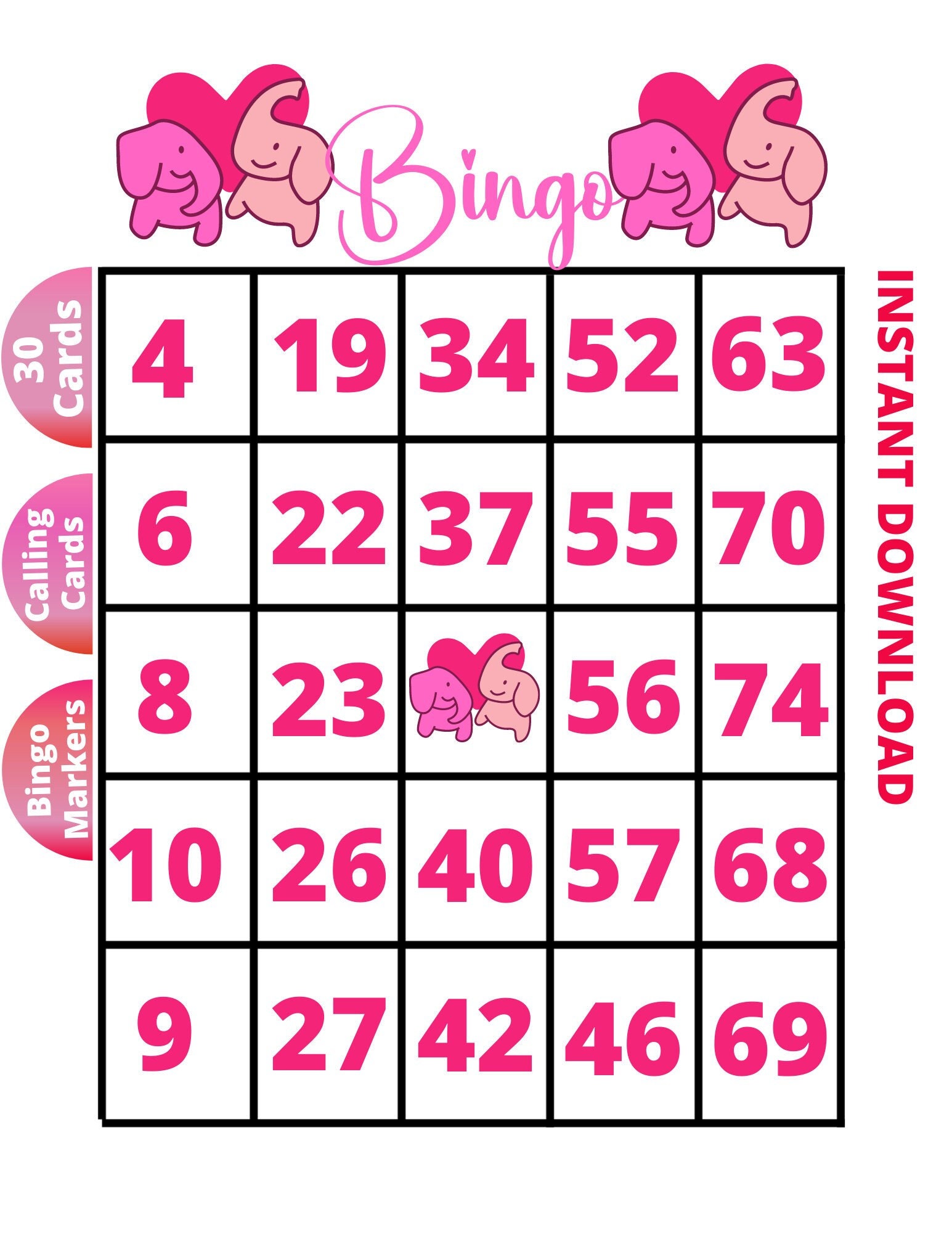 Printable Bingo Cards, Bingo Game Kit, Bingo Night Fun, Kids Bingo ...