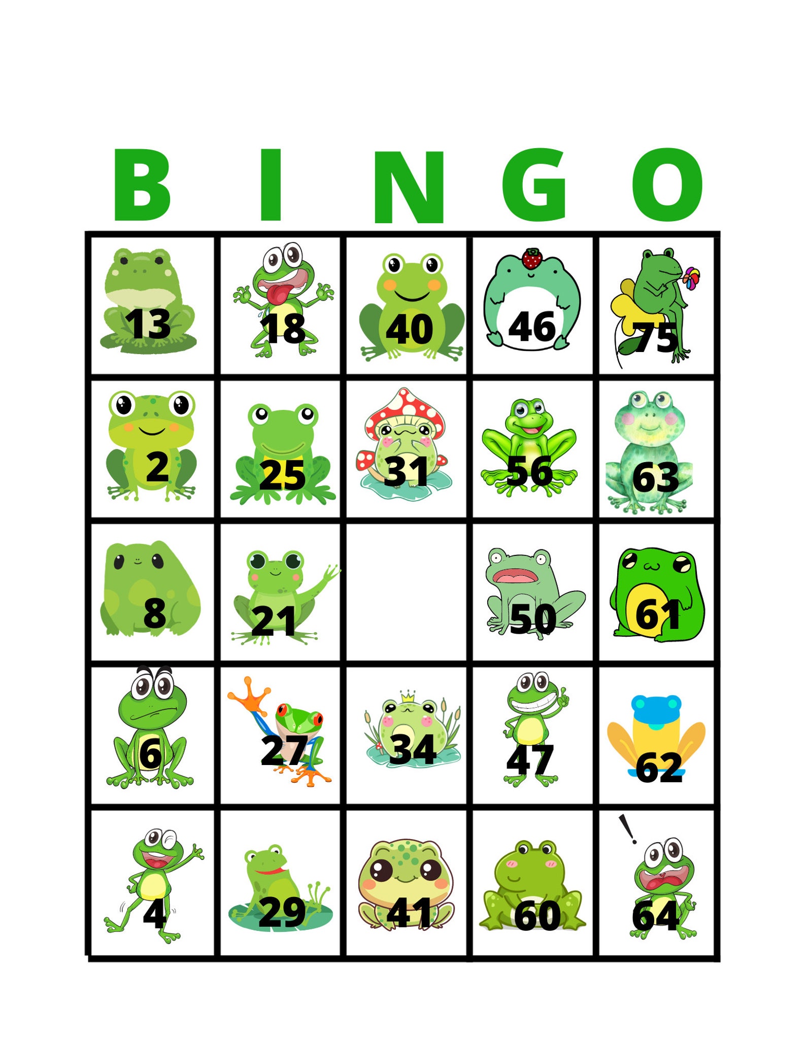 Frog Bingo Game, Bingo Game Bundle to Play/instantly Play Animal Bingo Game/animal Bingo Game ...