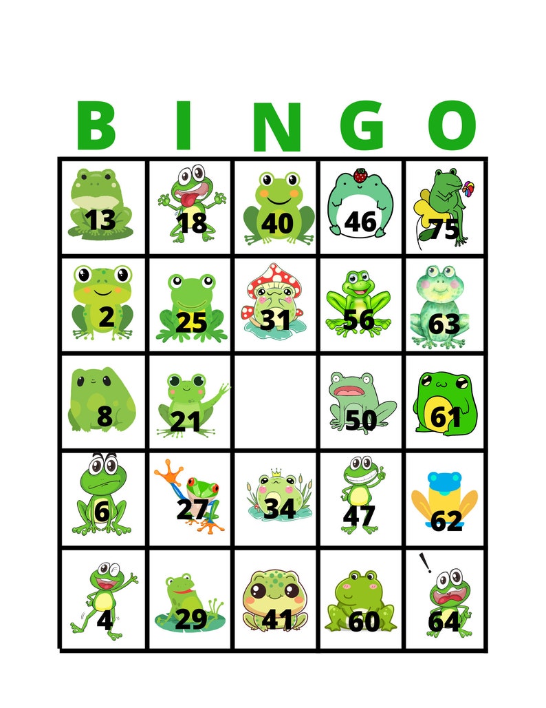 Frog Bingo Game, Bingo Game Bundle to Play/instantly Play Animal Bingo ...