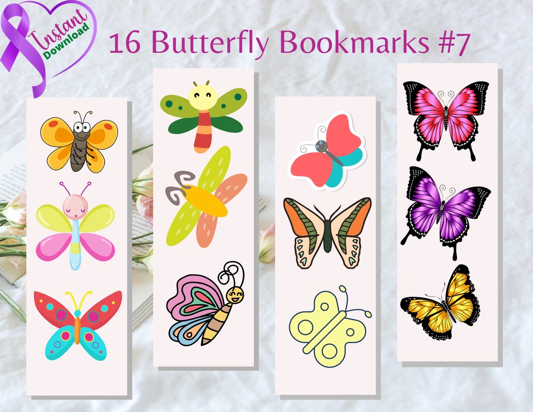 Butterfly Bookmarks, Bookmark Bundle Set, 16 Butterfly Bookmark Set, 7 ...