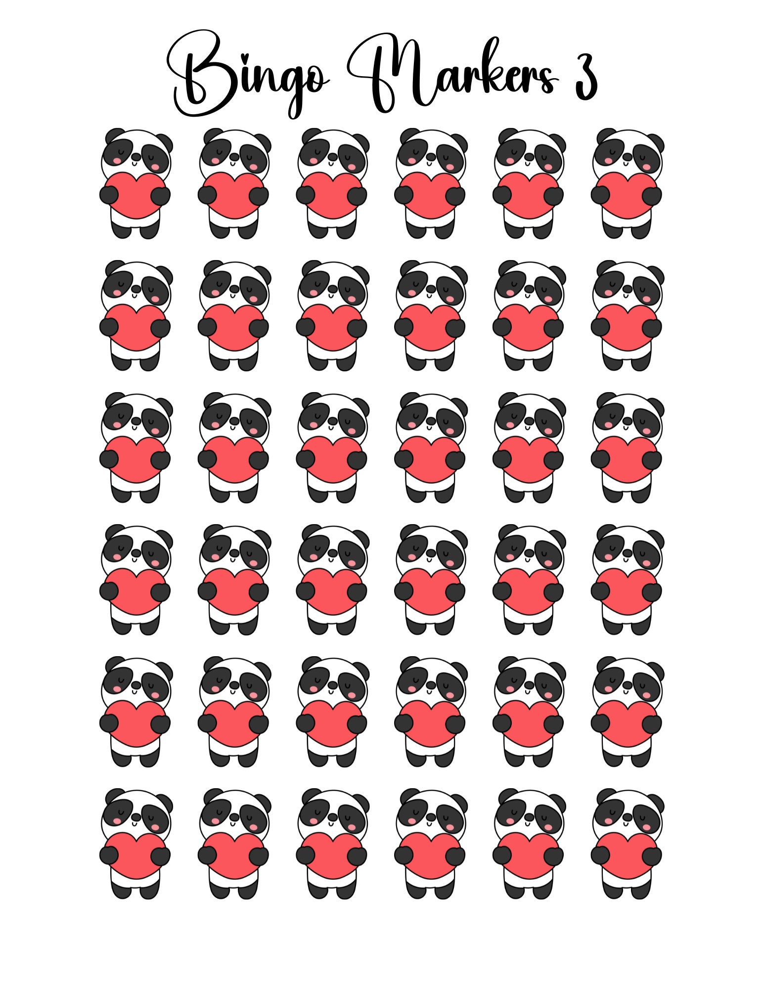 Panda Bingo Game, Panda BINGO Game for Children and Adults, Bingo Cards ...